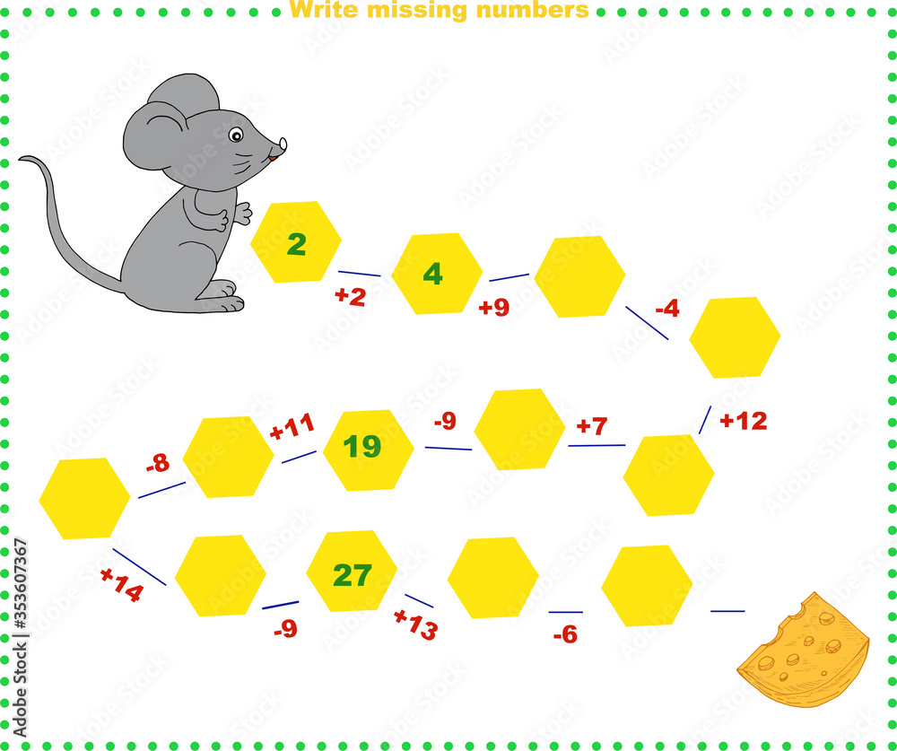 Math educational games for children. Fill in the line, write the ...
