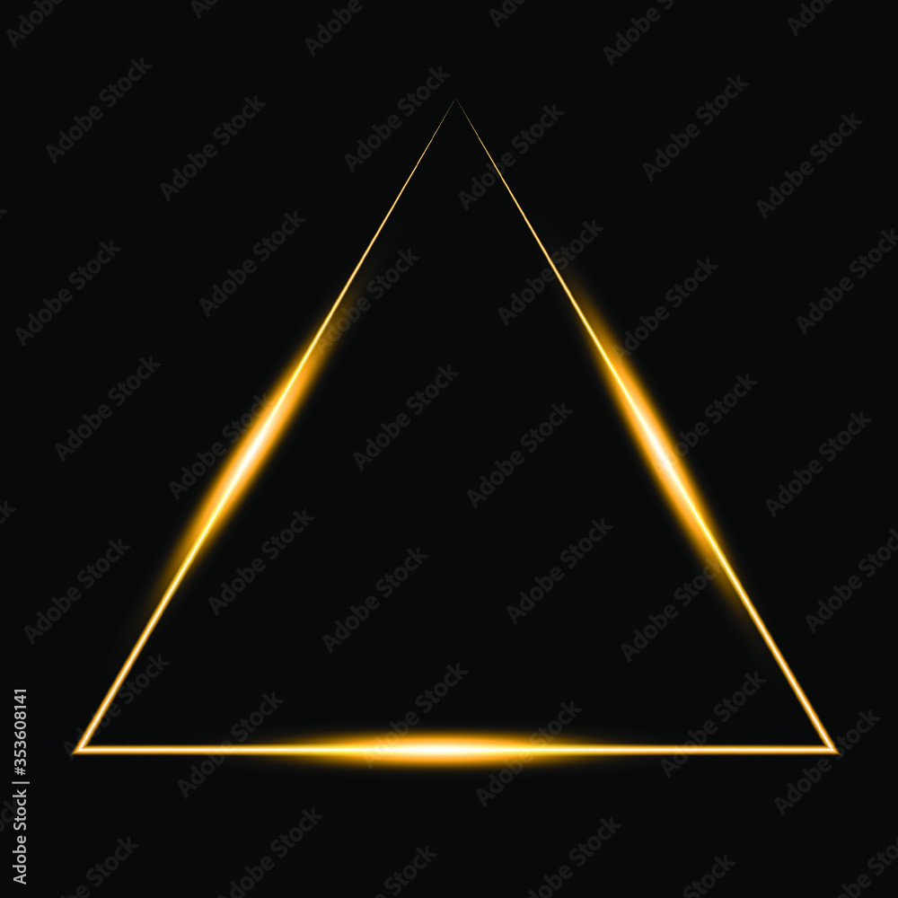 Vector glowing magic triangle frame. Glowing neon fire wave. Glitter ...