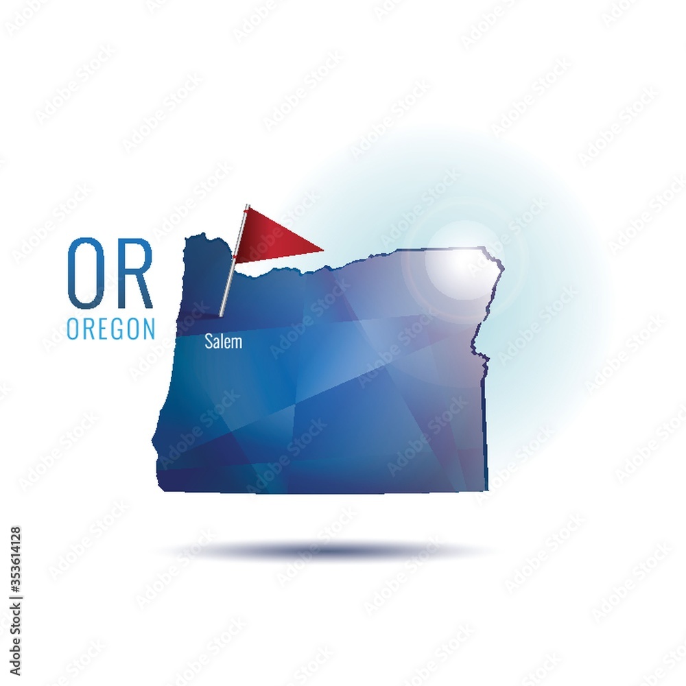 Oregon map with capital city Stock Vector | Adobe Stock