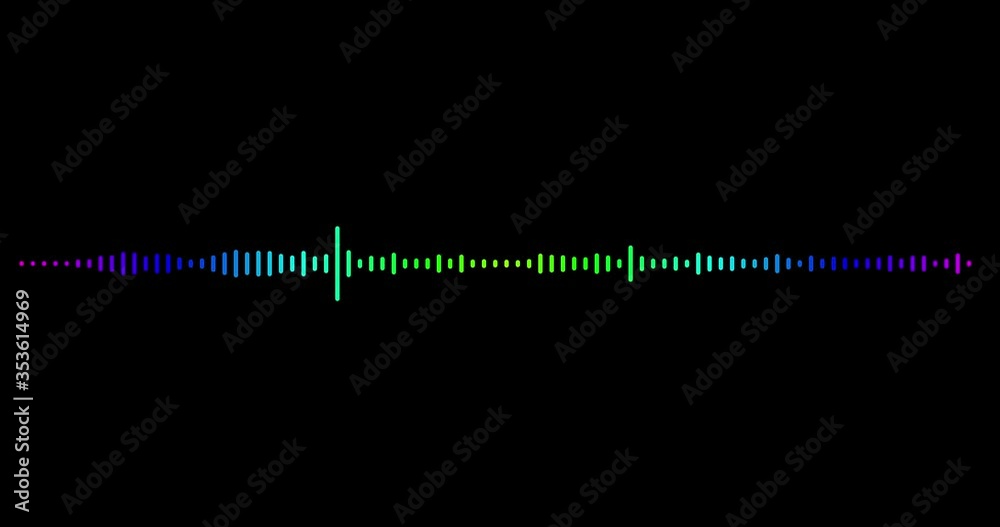 4k color animation of music visualizer on black background. Color audio ...