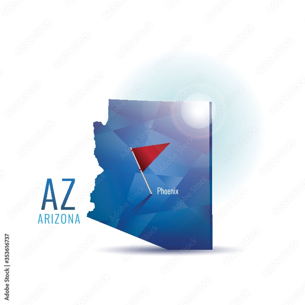 Arizona map with capital city Stock Vector | Adobe Stock