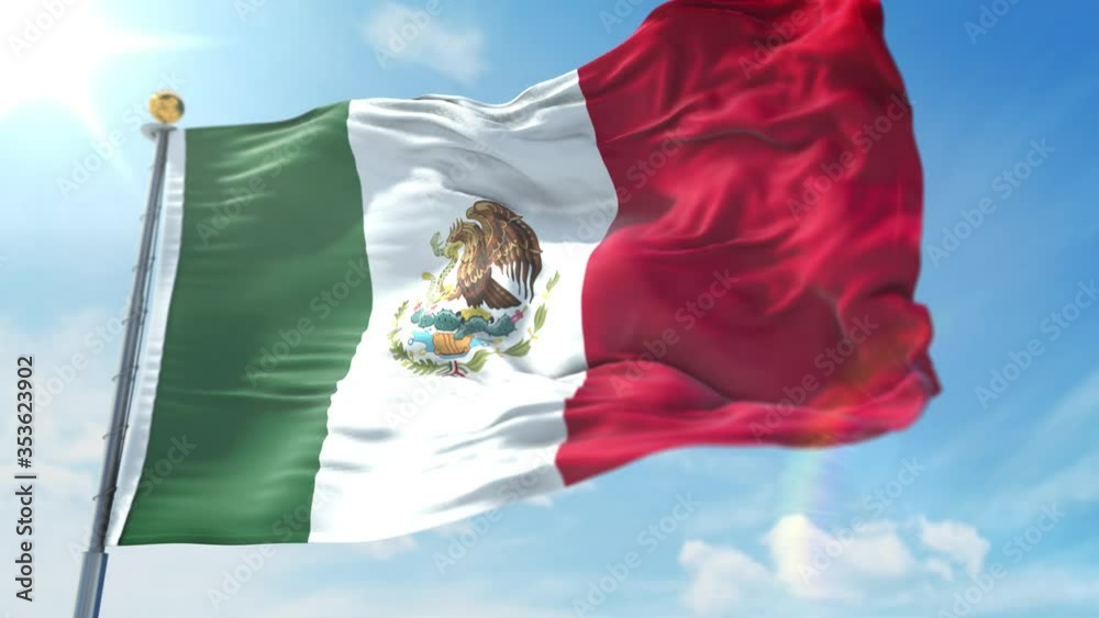 MEXICO FLAG WITH WAVING AND LOOPING ANIMATION Stock Video | Adobe Stock
