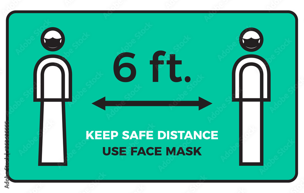 Coronavirus COVID-19 virus social distancing concept. Two human icon ...