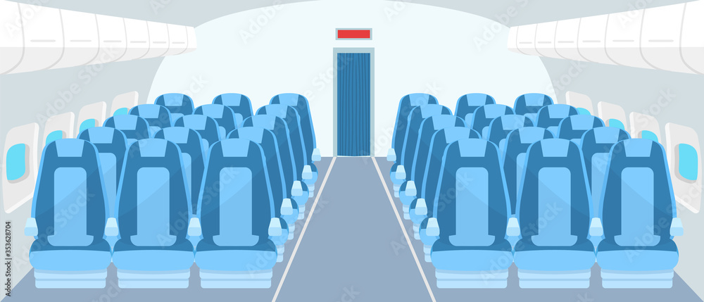 Inside airplane design. Passenger airplane seats, Airplane vector ...