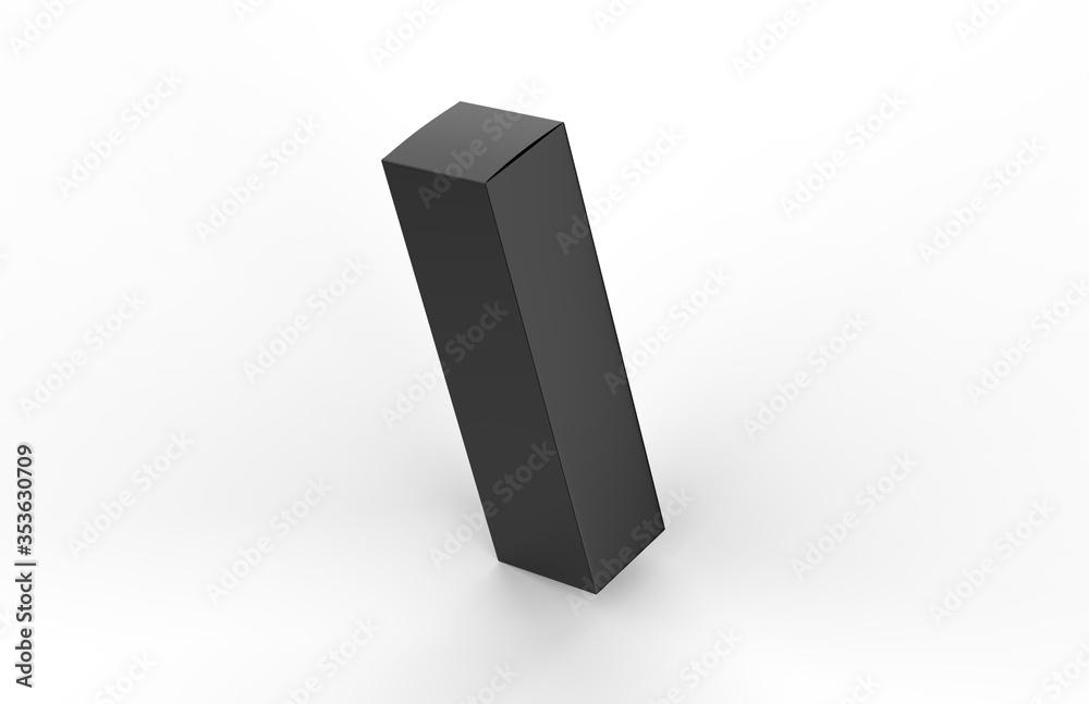 Tall black paper box mock up template on isolated white background ...