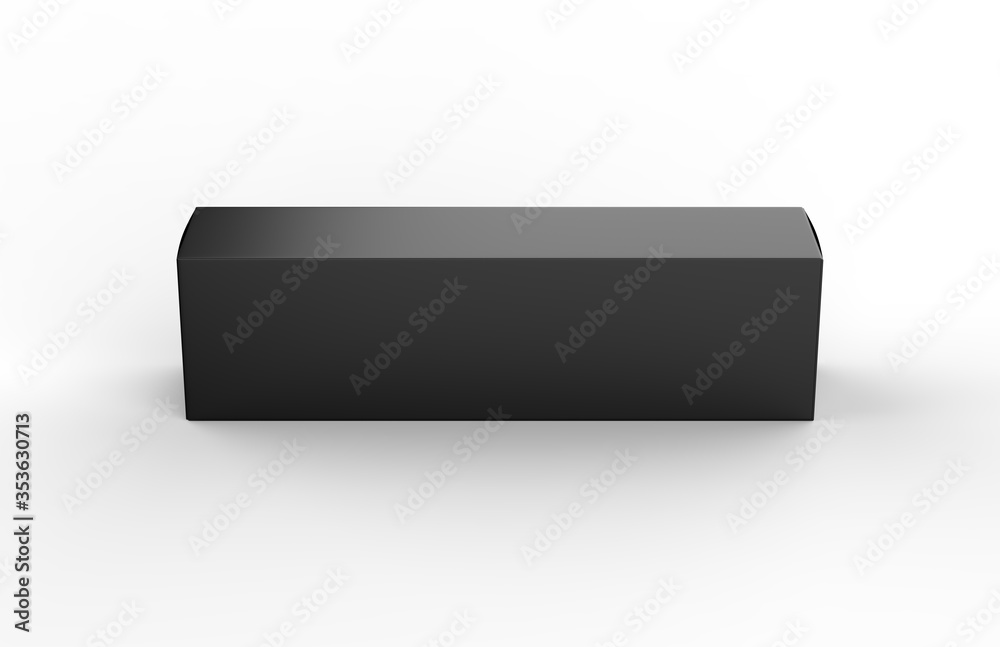 Tall black paper box mock up template on isolated white background ...