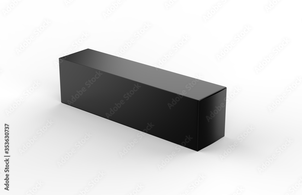 Tall black paper box mock up template on isolated white background ...