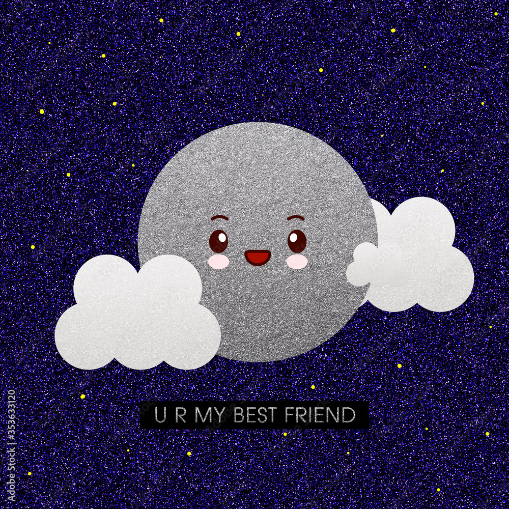 U R My Best Friend Kawaii Glitter Card Sparkle Texture Diamond Crystal ...