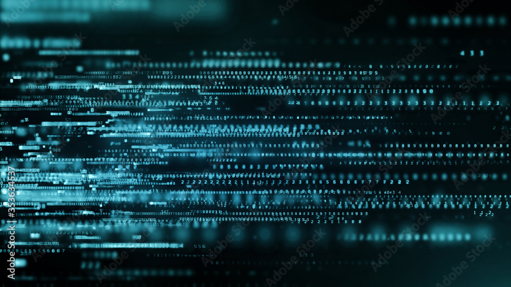 Abstract Technology Background. Binary data and streaming code. Concept ...