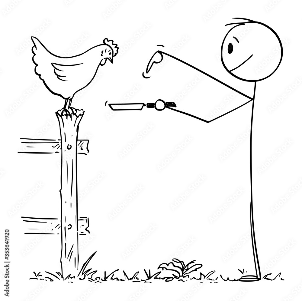 Vector cartoon stick figure drawing conceptual illustration of farmer ...