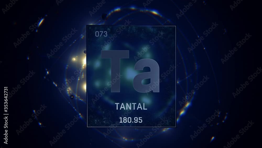 Tantalum as Element 73 of the Periodic Table. Seamlessly looping 3D ...