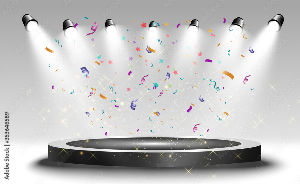 Winner background with signs of first, second and third place on a ...