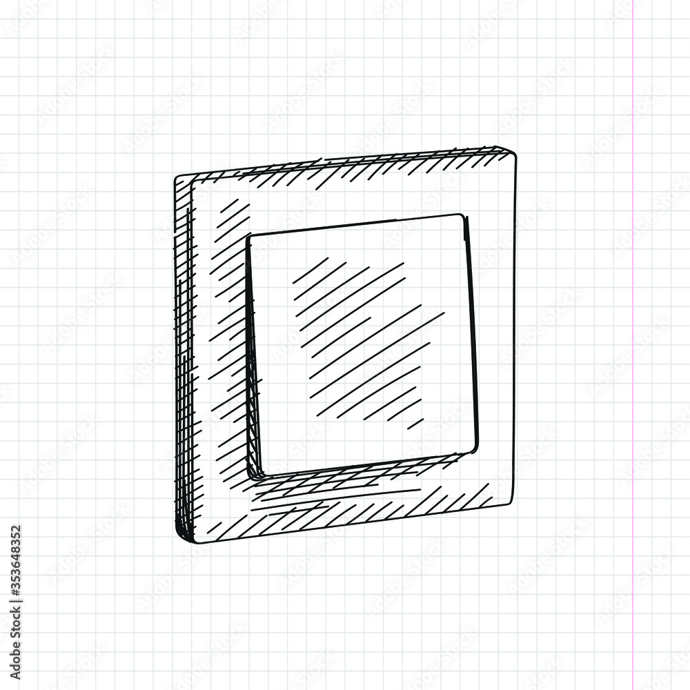 Hand-drawn sketch of European style rocker switch. Electrical tool for ...