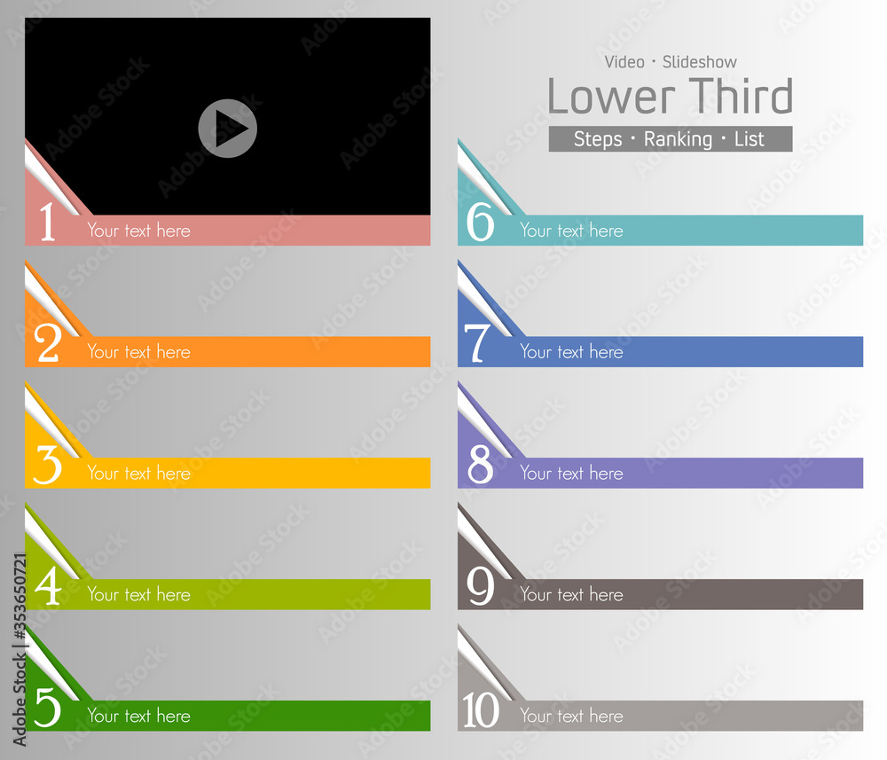 Lower Third for video use. With number 1-10. Wide range of usage (steps ...