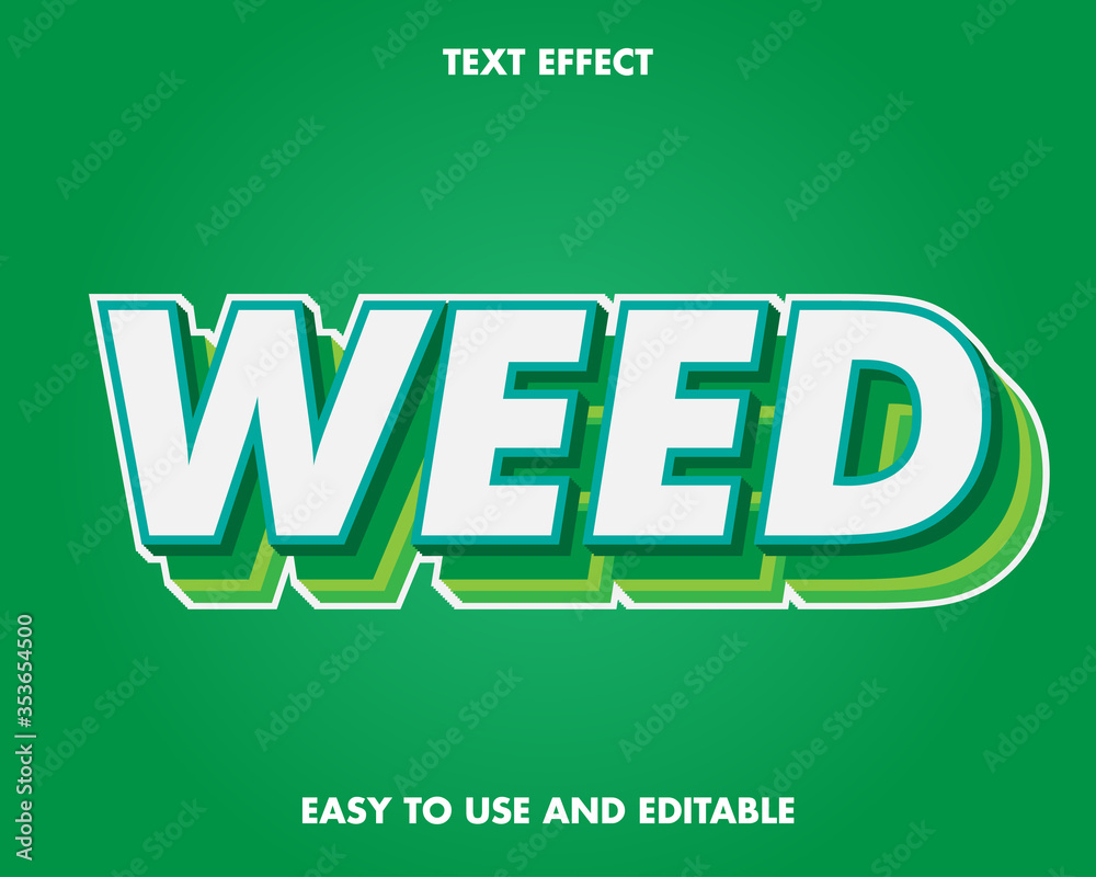 Editable text effect - weed 3d style Stock Vector | Adobe Stock