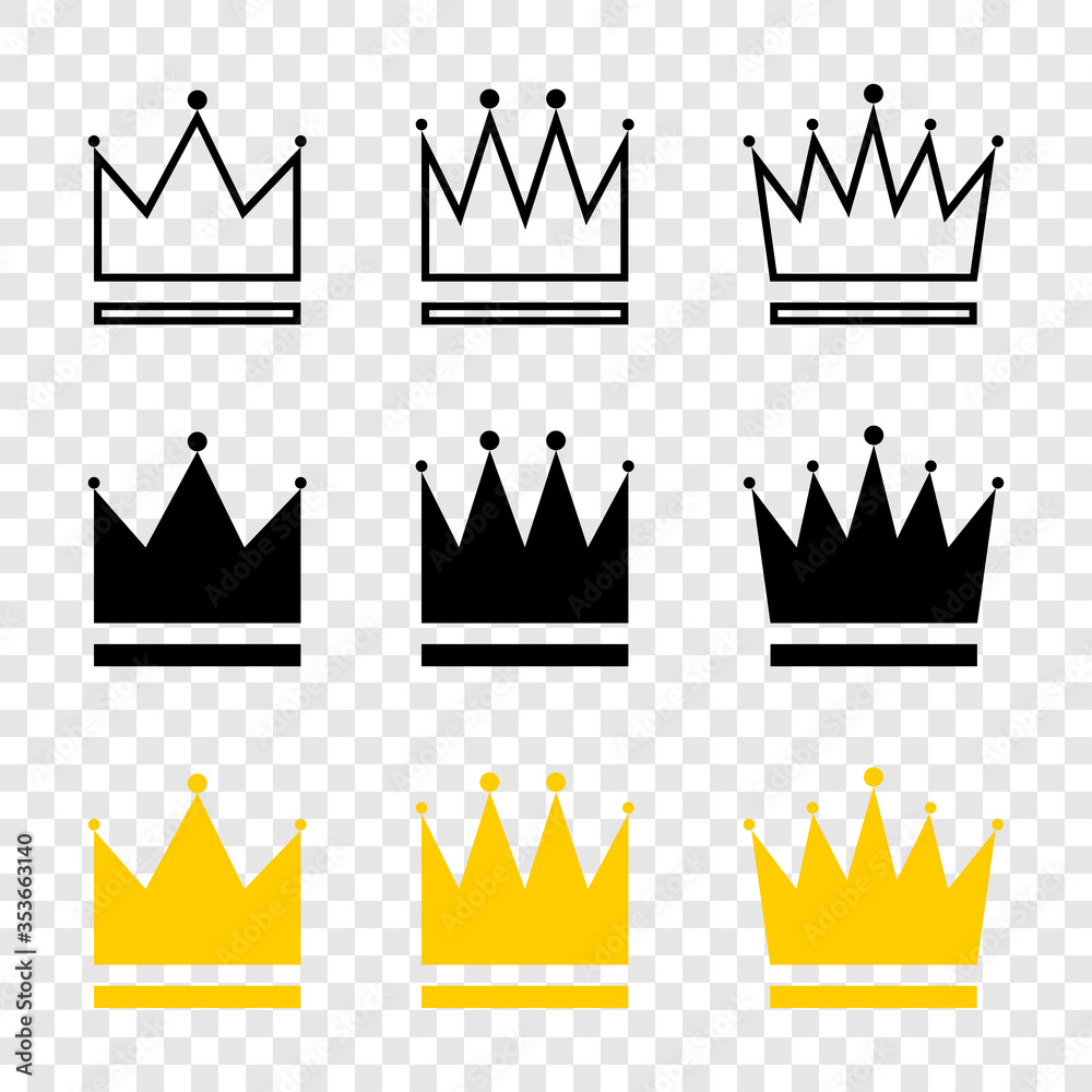Crowns collection. Crown in different styles. Crowns isolated on ...