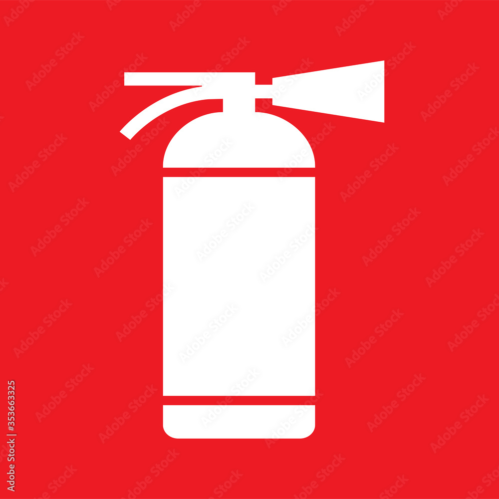 Flat vector illustration red fire extinguisher icon on white background ...