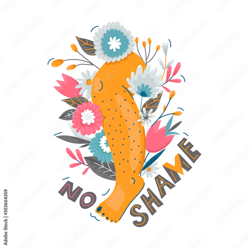 No shave no shame body positivity conceptual art. Female leg with hair ...