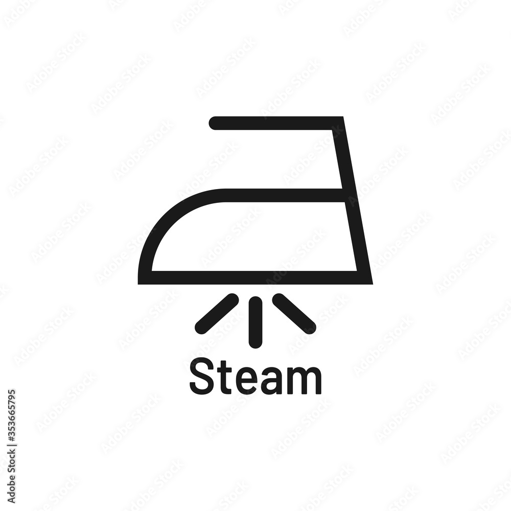 Laundry icon with text isolated on white background. Steam symbol ...
