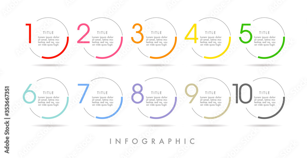 Business Infographic. Time line with numbers 10 options or steps. Stock ...