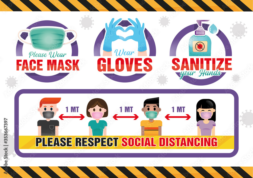 WEAR FACE MASK & COVID RULES SIGN A4 Format - Printable Sticker ...