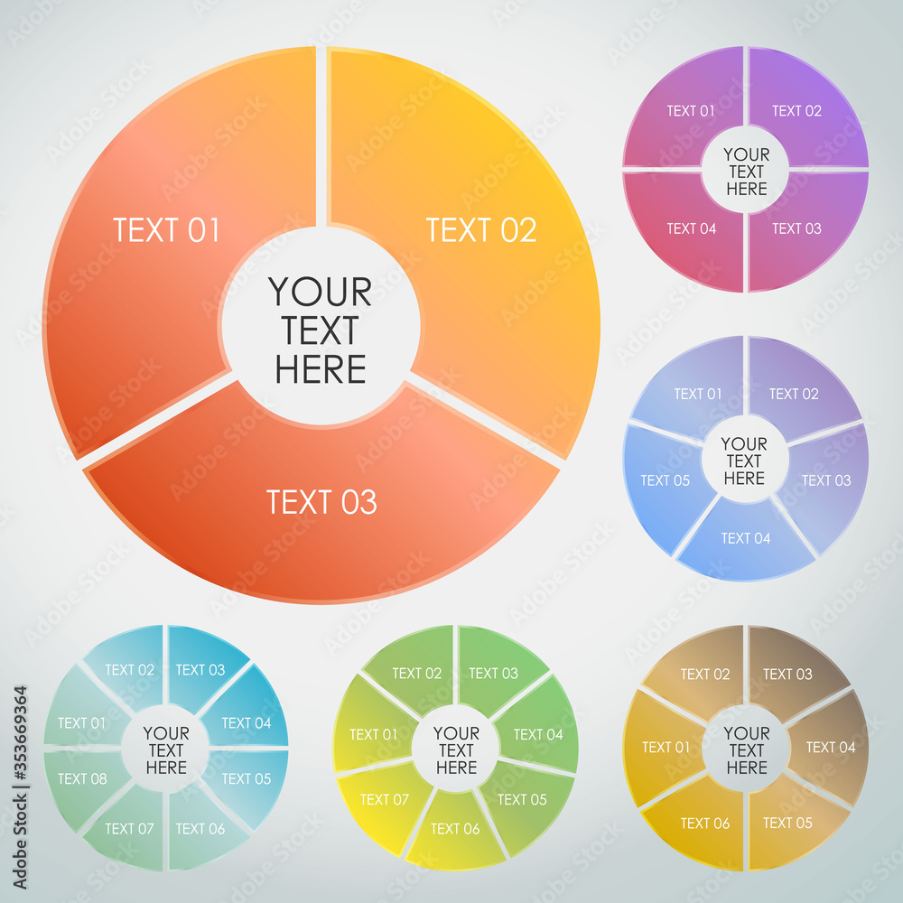 Infographic - pie chart with different number segments Stock Vector ...