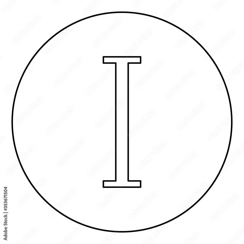 Iota greek symbol capital letter uppercase font icon in circle round ...
