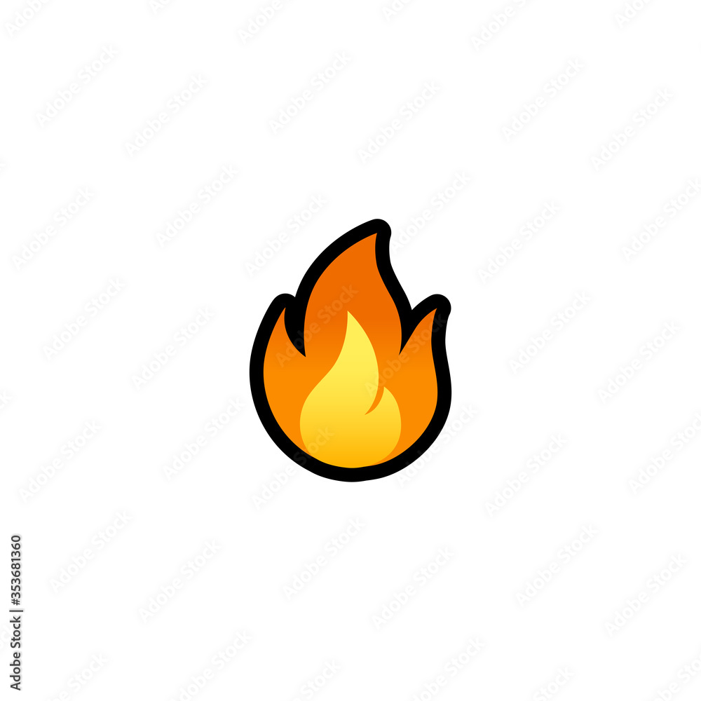 Fire Vector Icon. Isolated Cartoon Style Emoji, Emoticon Illustration ...