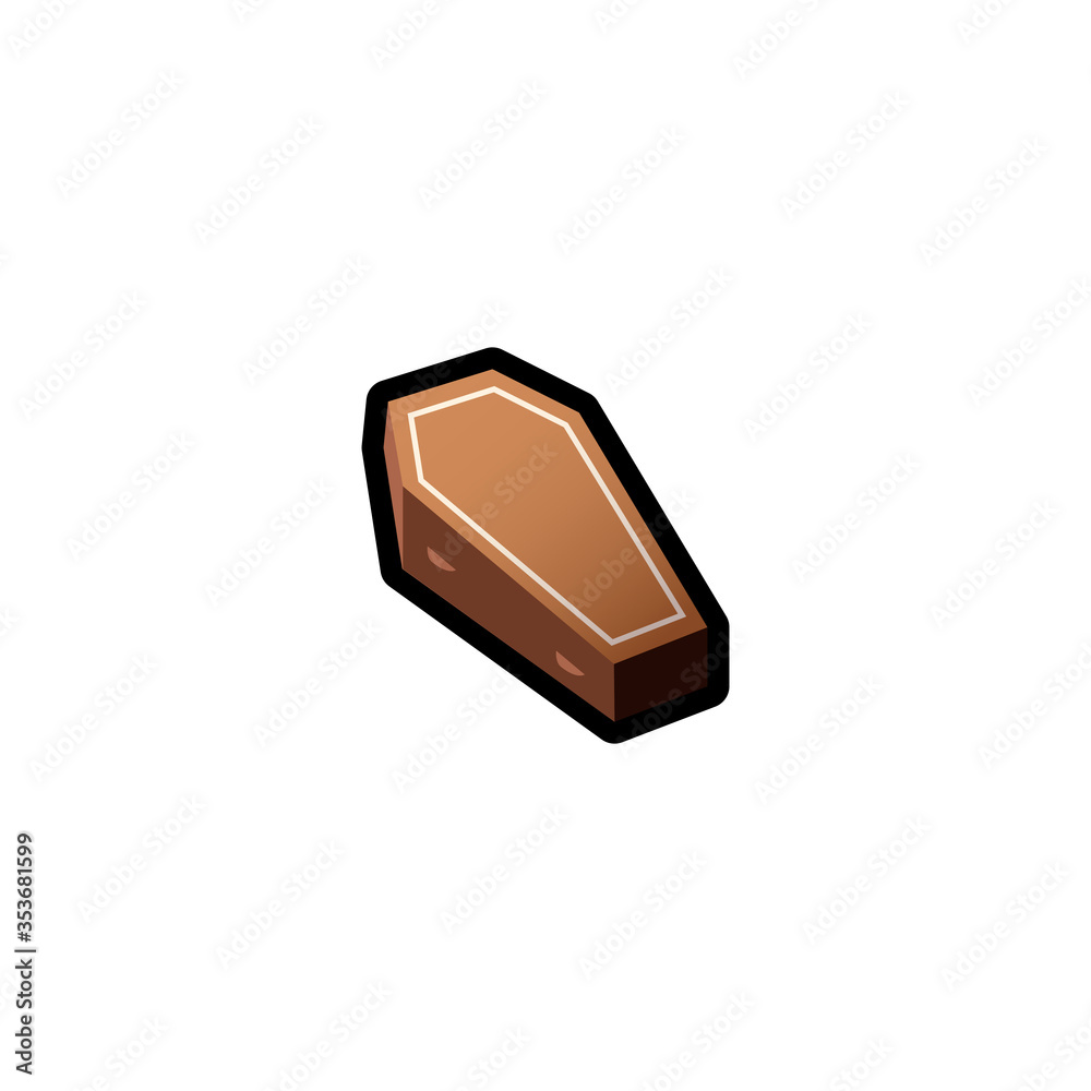 Coffin Vector Icon. Isolated Cartoon Style Emoji, Emoticon Illustration ...