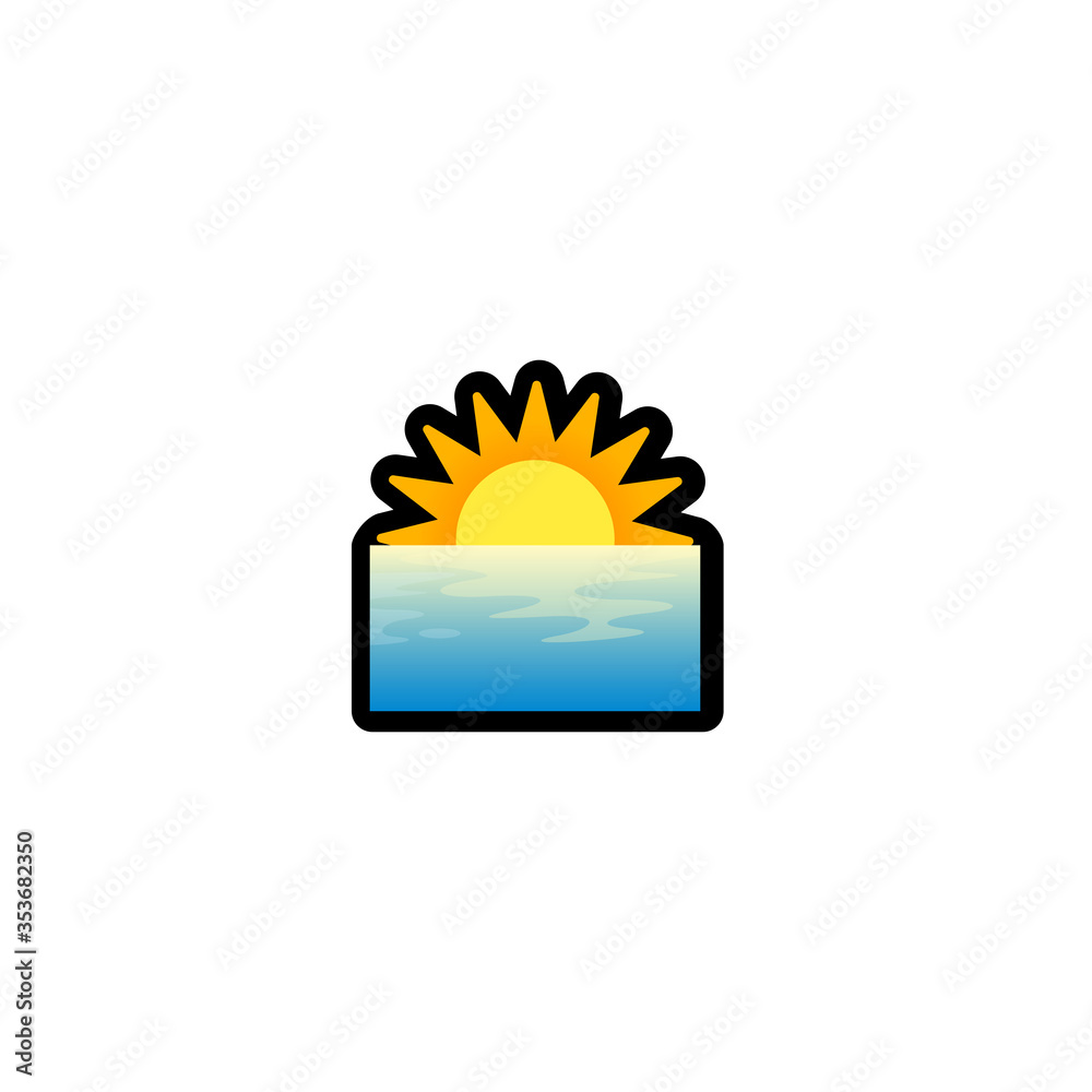 Sunrise Vector Icon. Isolated Sun Cartoon Style Emoji, Emoticon ...