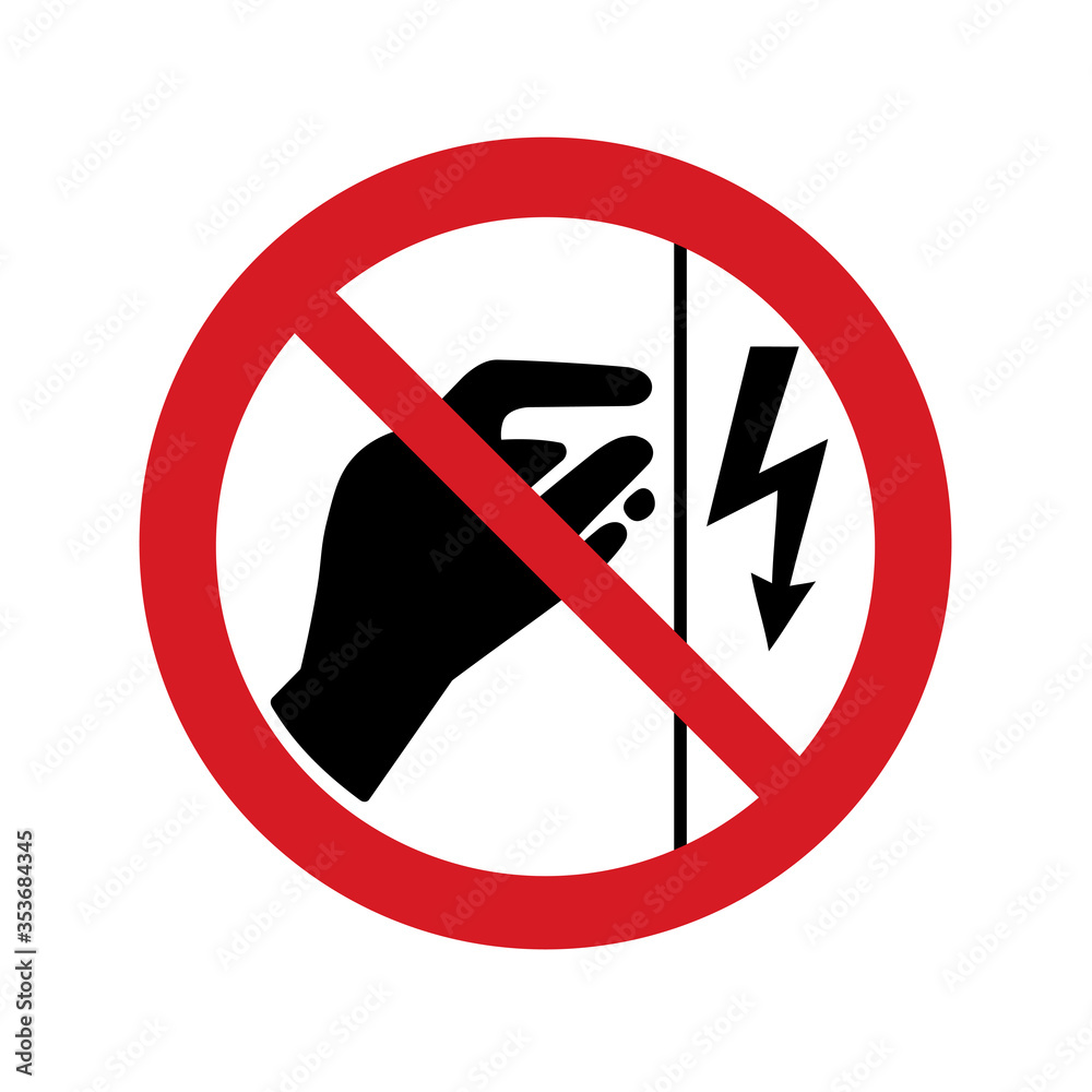 Vector illustration do not touch, device is under voltage restricted ...