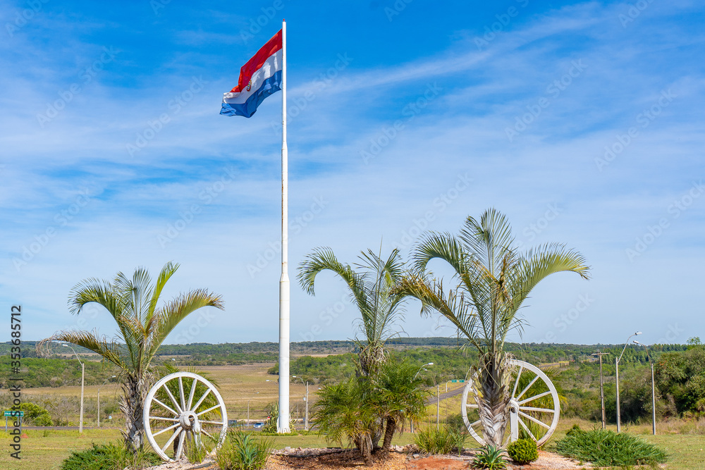 paraguay, yhú, flag, sky, blue, national, red, pole, symbol, white ...