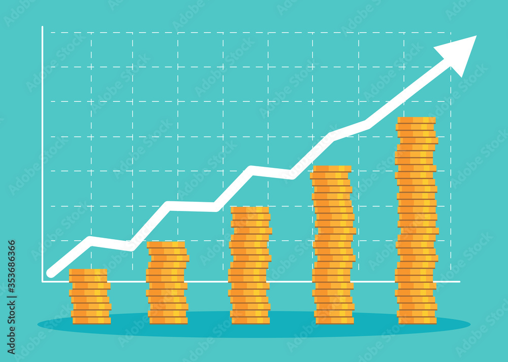 Increasing of piles coin with growing economic graph. Concept for ...