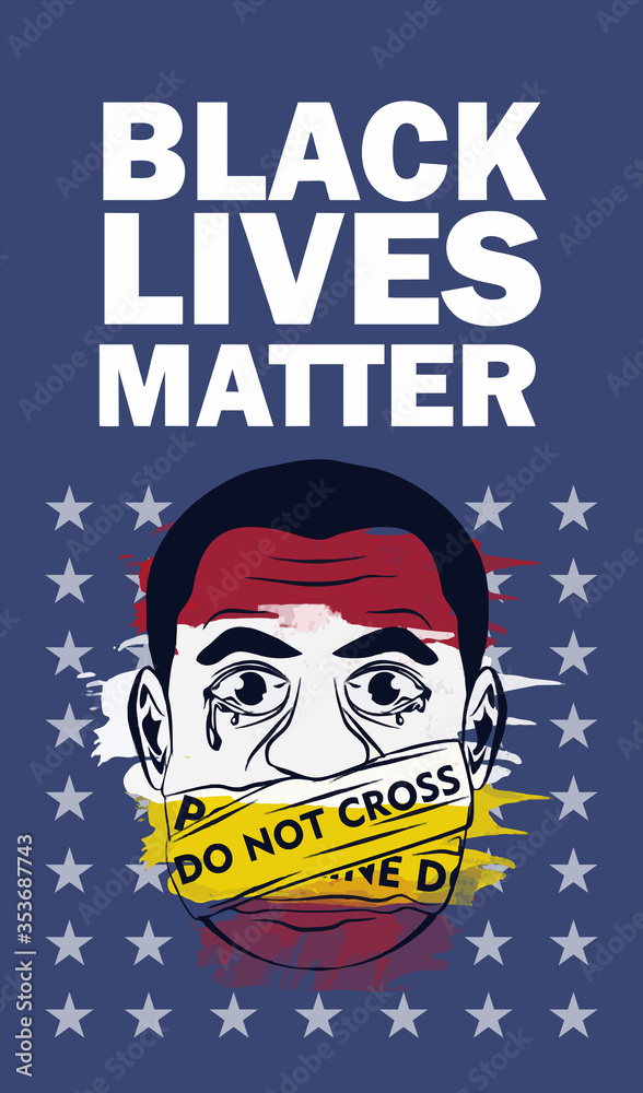 black lives matter poster blackman gagged by police line do not cross ...