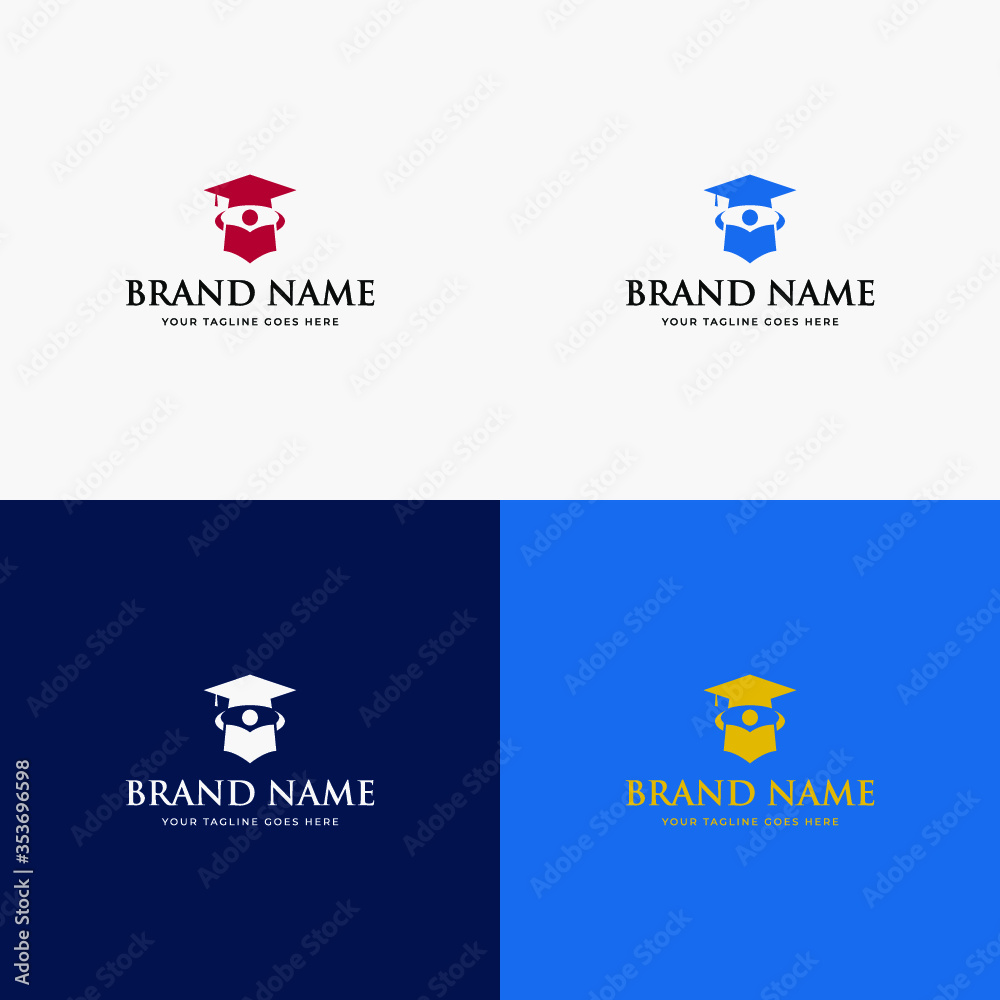 People and education cap university logo design vector template ...