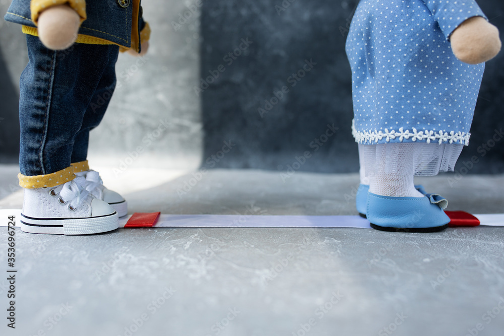 The concept of Social distance. people keep their distance from each ...