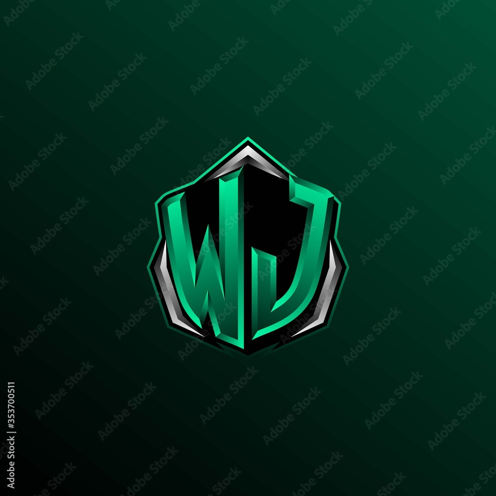 Initial WJ logo design, Initial WJ logo design with Shield style, Logo for game, esport ...