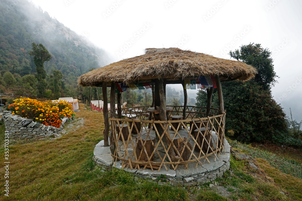 beautiful nepali cottage made with bamboo and dry grass Stock Photo ...