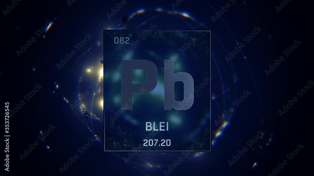 Lead as Element 82 of the Periodic Table. Seamlessly looping 3D ...