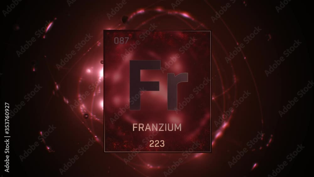 Francium as Element 87 of the Periodic Table. Seamlessly looping 3D ...