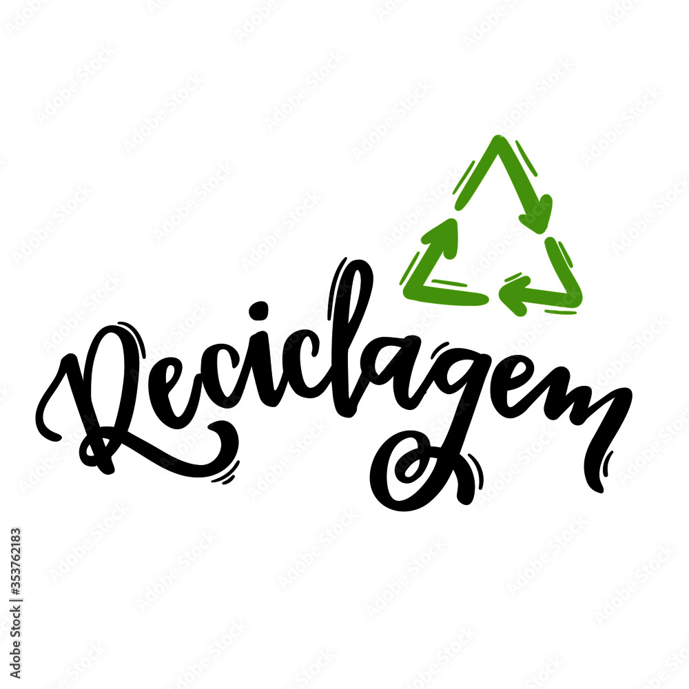 Reciclagem. Recycling. Brazilian Portuguese Hand Lettering With ...
