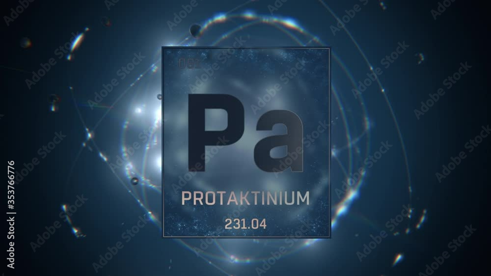 Protactinium as Element 91 of the Periodic Table. Seamlessly looping 3D ...