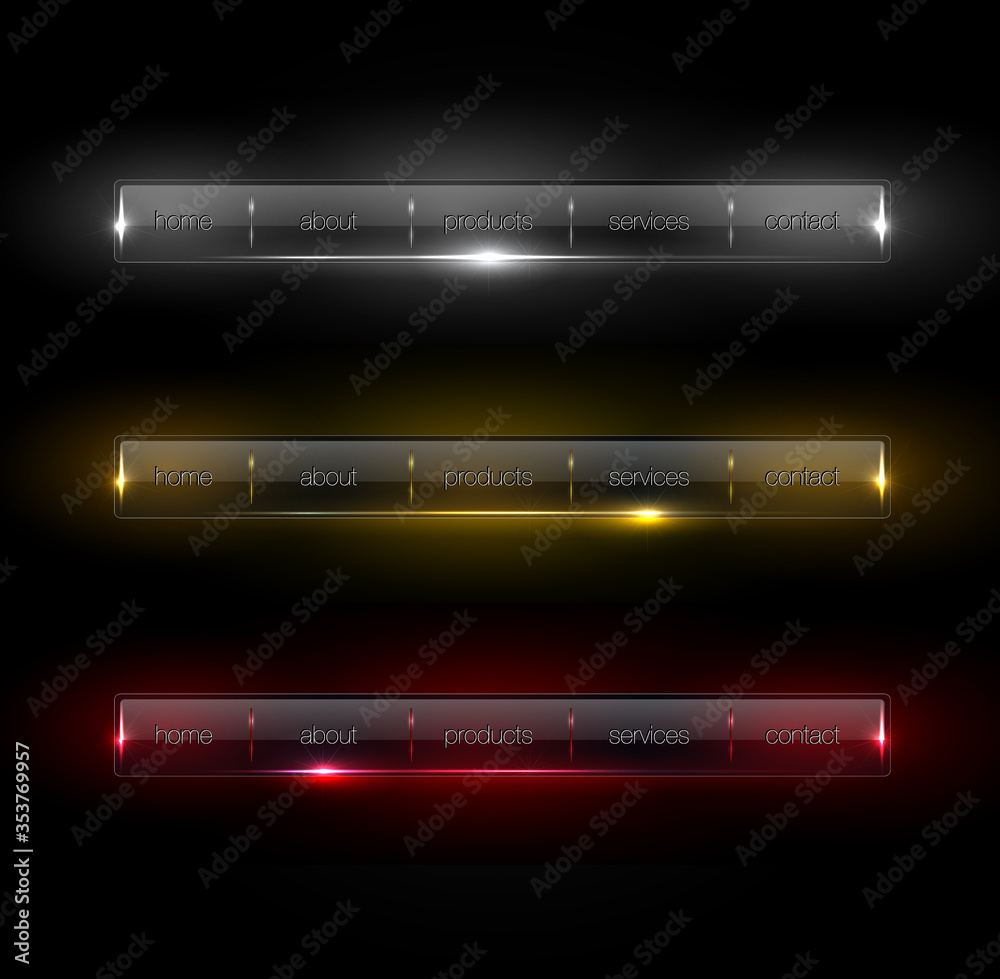 Vector glowing glossy aqua style menu bar Stock Vector | Adobe Stock