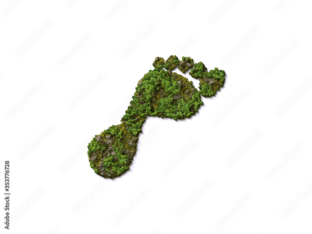 Green trees footstep, 3D Green footprint, eco concept. World ...