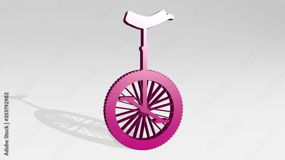 MONO CYCLE from a perspective on the wall. A thick sculpture made of ...