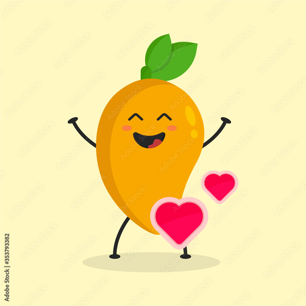 Cute Flat Cartoon Mango Illustration. Vector illustration of cute mango ...