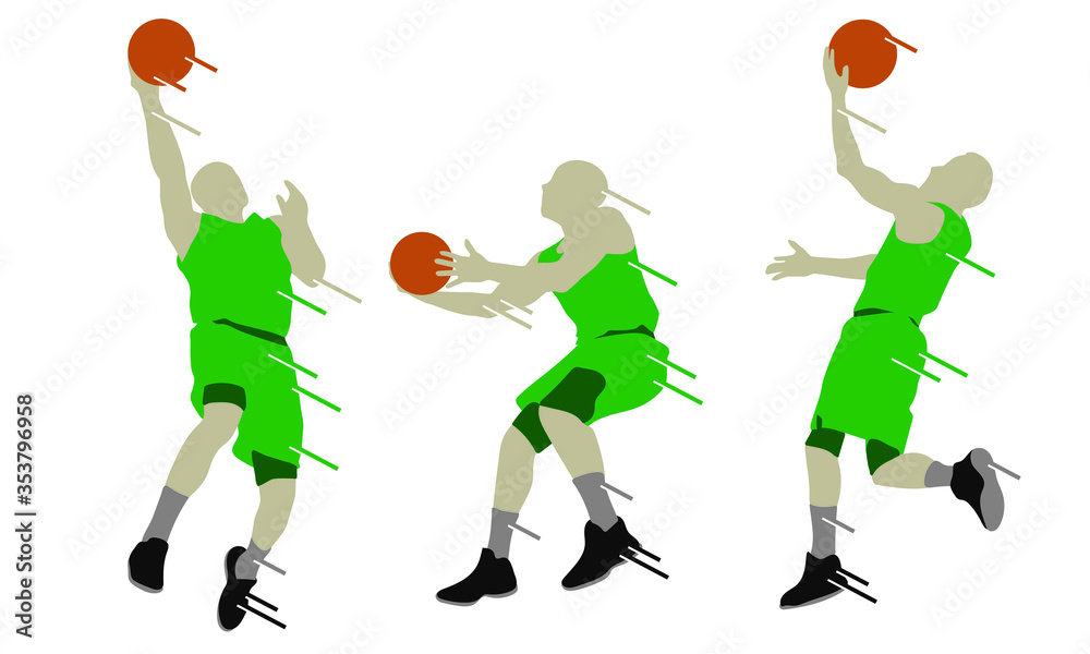 Basketball player shape silhouette vector set action pose Stock Vector ...
