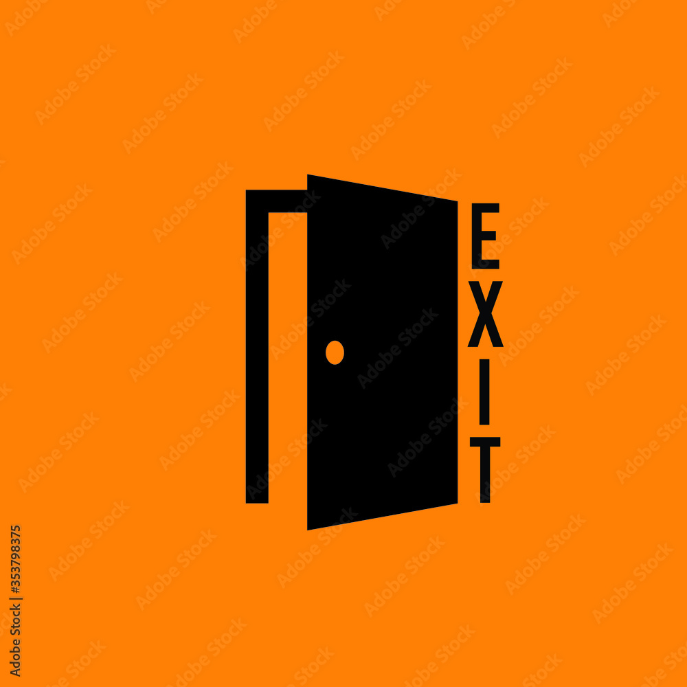 emergency exit door vector. direction arrow sign. safety illustration ...