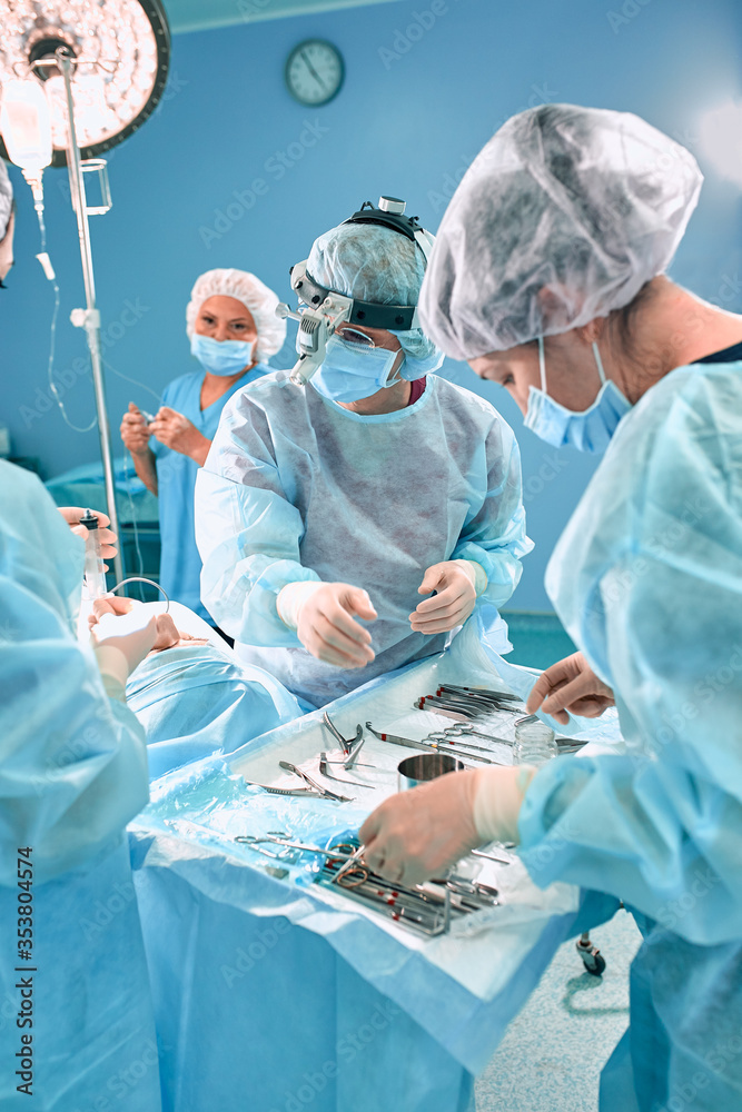 Modern surgery in a technologically advanced hospital. Bright room of ...