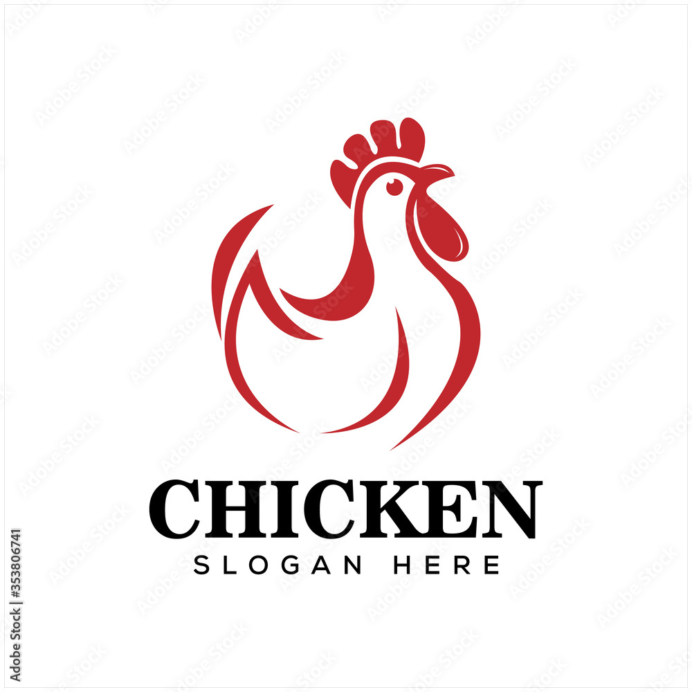 Simple and elegant chicken designs vector logo Stock Vector | Adobe Stock